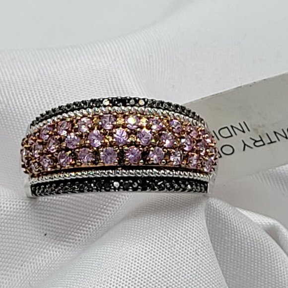 JTV/HSN | Jewelry | Nwt 925 Ring With Pink And Black Stones | Poshmark